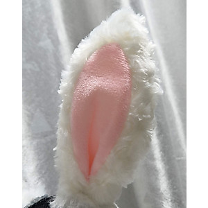 3T-SISTER Helmet Bunny Ear Women Girls Plush Rabbit Ear for Motorcycle Bicycle Ski Helmets Halloween Party Cosplay Wig Helmet Accessory Decorations Velcro Reusable Design （White） 2PCS