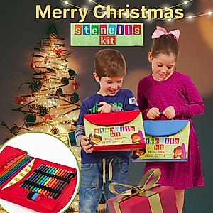 Drawing Stencils for Kids Kit & Carry Case – – Child-Safe, Non-Toxic Stencil Set with 300 Shapes, Colored Pencils, Paper, Etc. – Birthday Gifts & Travel Art Supplies for Creativity, Learning and Fun