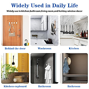 Gjinxi 30Pcs Adhesive Hooks for Hanging, Transparent Heavy Duty Wall Hooks, Clear Plastic Sticky Hanging Hooks, Door Hooks Hangers with Double Sided Tapes for Home Kitchen Bathroom Bedroom Office