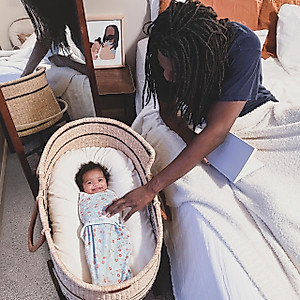 aden + anais, Cotton Knit Baby Wrap, Newborn Wearable Swaddle Blanket, 3 Pack, Multicolor Fairy Tale Flowers, 0-3 Months, Small/Medium