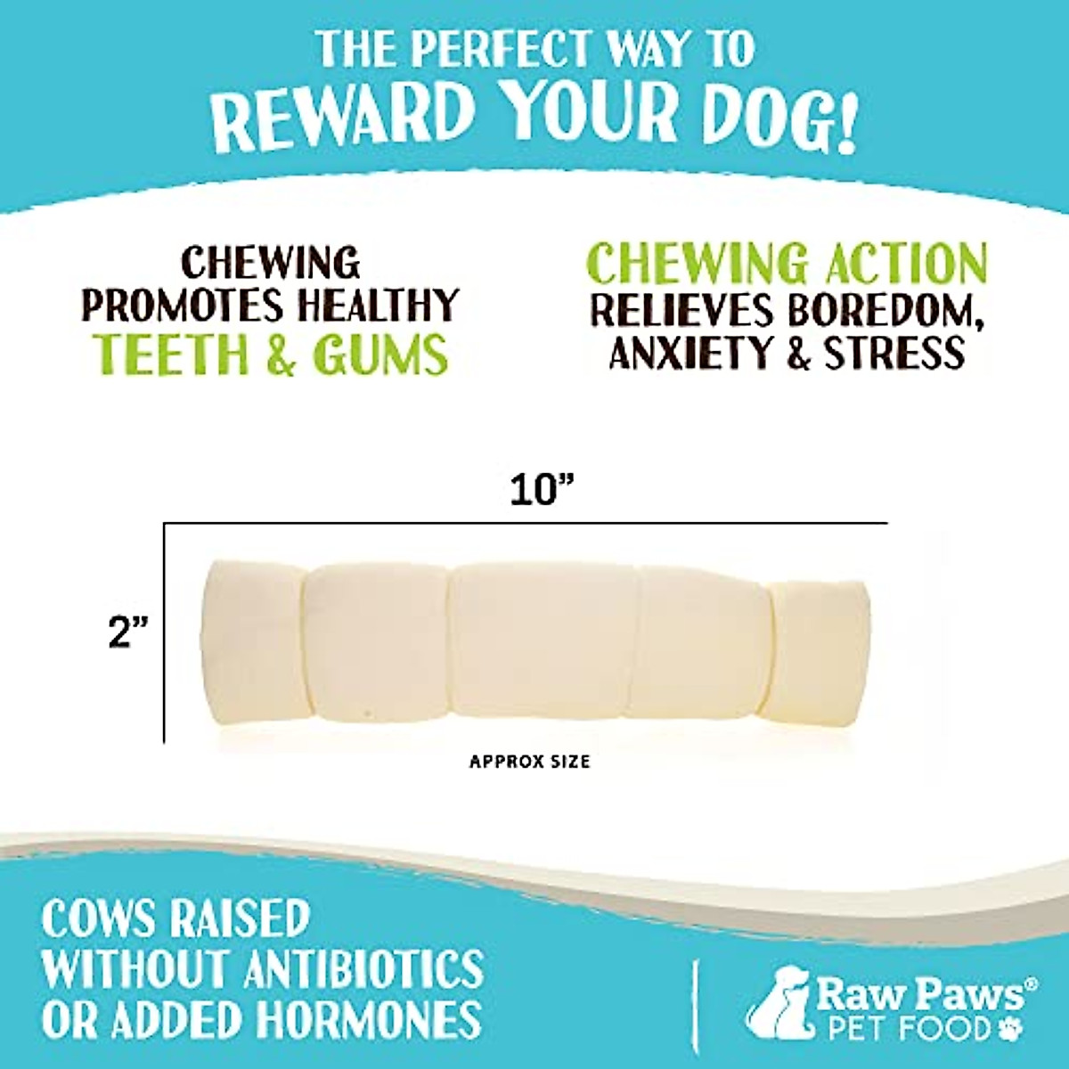 Raw Paws 10-inch Retriever Beef Cheek Rolls for Dogs, 4-ct - Packed in USA - Safe Rawhide Alternative Dog Chews - Free-Range Cow Cheek Rolls for Dogs - Retriever Rolls for Large Dogs