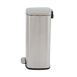 Design Trend Rectangular Stainless Steel Step Trash Can with Soft Close Lid | 50 Liter / 13 Gallon, Silver
