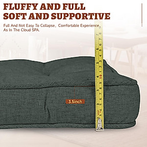 Focuprodu Chair Cushions. 18x18 Inch Thick Soft Chenille Fabric for Patio Chair Cushion. Double-sided Use with Ties for Office/Dining Room/Window (Dark Gray)