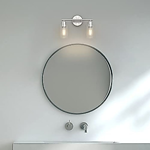 Espird Bathroom Vanity Light Fixtures Brushed Nickel, 2 Light Bathroom Light Fixture Over Mirror, UL Certification Bathroom Light Fixture, Modern Wall Lighting Fixtures with Glass Shade, E26 Socket