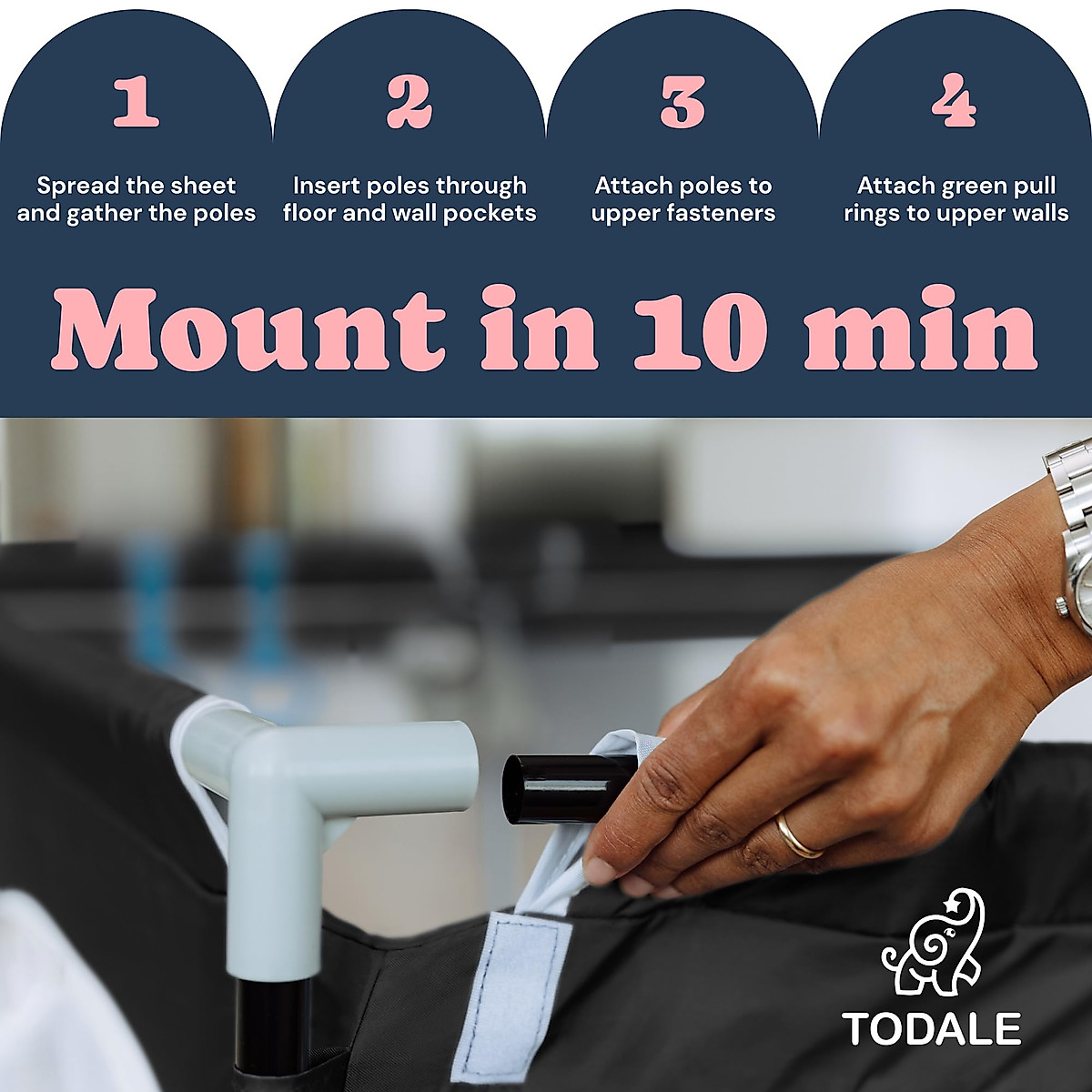 TODALE Baby Playpen for Toddler, Large Baby Play Yard, Safe No Gaps Playpen for Babies,Baby Gate Playpen(Black,50”×50”)