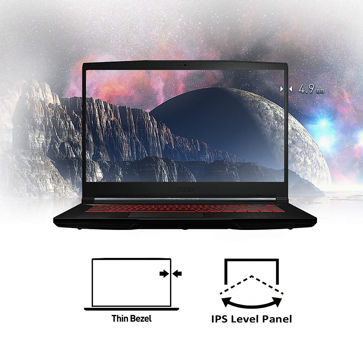 MSI GF63 Thin 9RCX -615 15.6" Gaming Laptop, Intel Core i5-9300H, NVIDIA GTX 1050Ti, 8GB, 512GB NVMe SSD, Win10