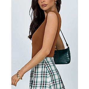 REORIA Women's Summer Sexy Casual V Neck Double Lined Seamless Sleeveless Slimming One Piece Leotards Going Out Trendy Tank Top Tees Thong Bodysuits Brown Medium