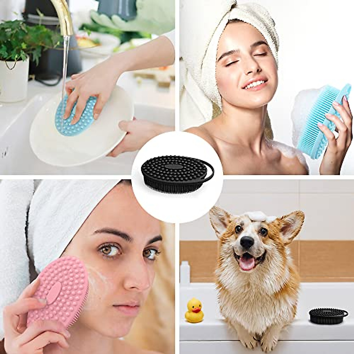 3 Pack Silicone Body Scrubber, Exfoliating Body Scrubber Soft Silicone Loofah Body Scrubber Fit for Sensitive and All Kinds of Skin Clean and Sanitary