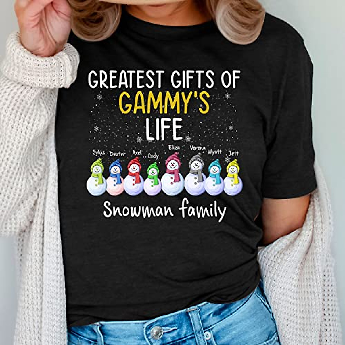 Greatest Gifts of Nana & Papa's Life Personalized Shirt, for Grandparents, Custom Grandkids Name Shirt, Snowman Family Christmas Shirt, Snowman Nana Sweatshirt, Hoodie