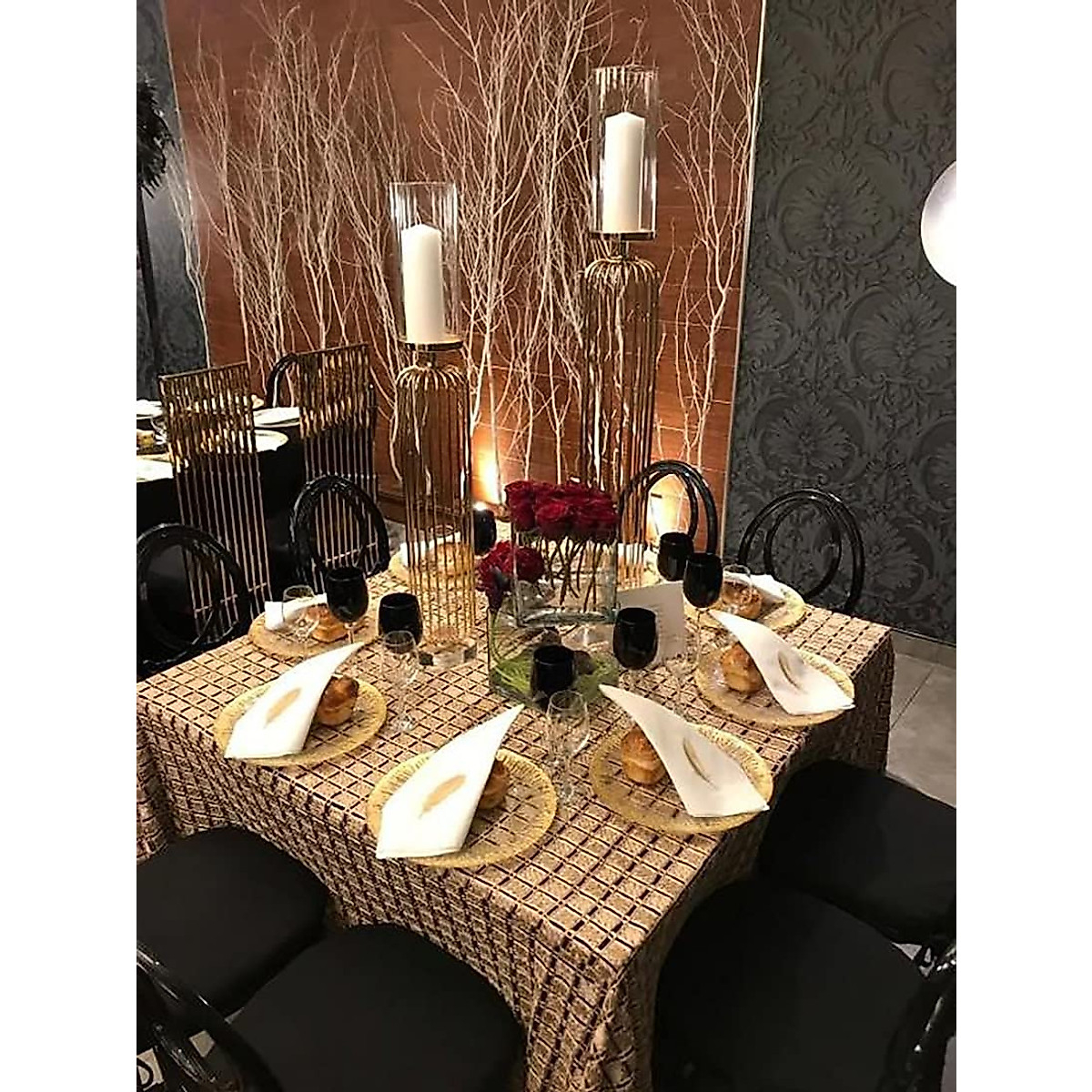 Attractive Durable Stemmed Wine Glasses Set of 6, Lead-Free, Tinted Black Glass with Clear Stem, Quality Drinking Glasses for Red or White Wine. - 15oz Glassware Cups.