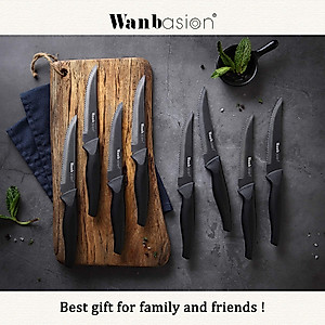 Wanbasion 8-Piece Steak Knife Set Dishwasher Safe, Steak Knife Set Stainless Steel, Kitchen Steak Knife Set Sharp - Scratch Resistant & Rust Proof