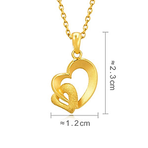 CHOW SANG SANG 999.9 24K Solid Gold Price-by-Weight 2.24g Gold Matte Finished Hearts Pendant for Women 14815P | [Not Include the Necklace]