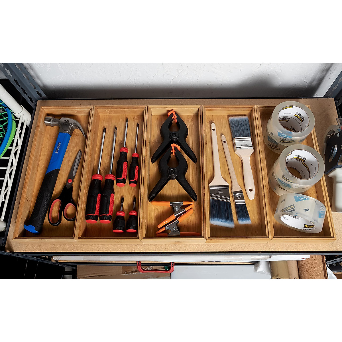 Lipper International 8186S Bamboo Wood Stacking Drawer Organizer Box, 6" x 15"