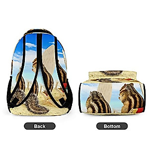 Niapessel Kids Backpack for School, Funny Chipmunks Beach Tropical Pattern Students Bookbags School Bags Girls Boys