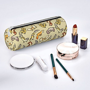 Ykklima Cartoon Cute Leopard Gecko Pattern Leather Pencil Case Zipper Pen Makeup Cosmetic Holder Pouch Stationery Bag for School Work Office