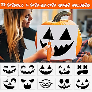 Wchiou Pumpkin Carving Kit Tools Halloween, Professional Heavy Duty Carving Set, Stainless Steel Double-side Sculpting Tool Carving Kit for Halloween Decoration Jack-O-Lanterns, Gift for Halloween.