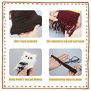 5 PCS Newborn Photography Props - Magic Wizard Witch Hat Scarf Wand Glasses Frame Owl Decoration, Newborn Photography Outfits,Halloween Cosplay Baby Photoshoot Props , Baby Halloween Photoshoot Props