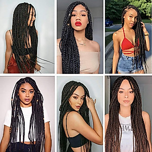Alrence Pre Stretched Braiding Hair Long Braid 30 Inch 8 Packs Professional Braiding Hair Extensions Synthetic Crochet Twist Braids (30 Inch, 1B#)