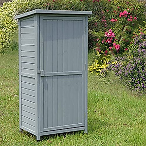 MUWIZ Outdoor Storage Shed, Storage Shed and Tool Shed Outdoor Storage Shed, Large Solid Wood Tool Shed Tiny House Garden Tool Storage