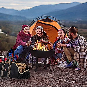 FireBeauty Fire Pit BBQ Grill Pit Bowl with Mesh Spark Screen Cover,Poker (Includes Tote Bag)