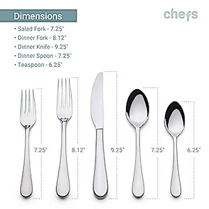 Chefs 18/10 Stainless Steel 44pc Flatware Set, Service for 8, Mesa Satin