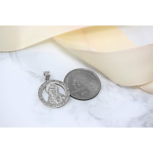 CaliRoseJewelry Sterling Silver Sacred Heart of Jesus Have Mercy on Us Round Pendant