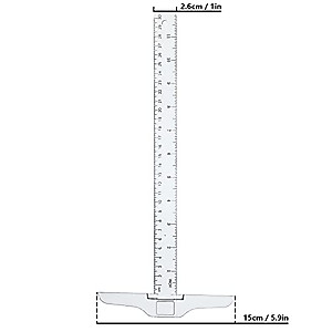 Kyuionty 2Pcs Junior T-Square Plastic Transparent T-Ruler 30cm/ 12 Inch for Drafting & Art Framing