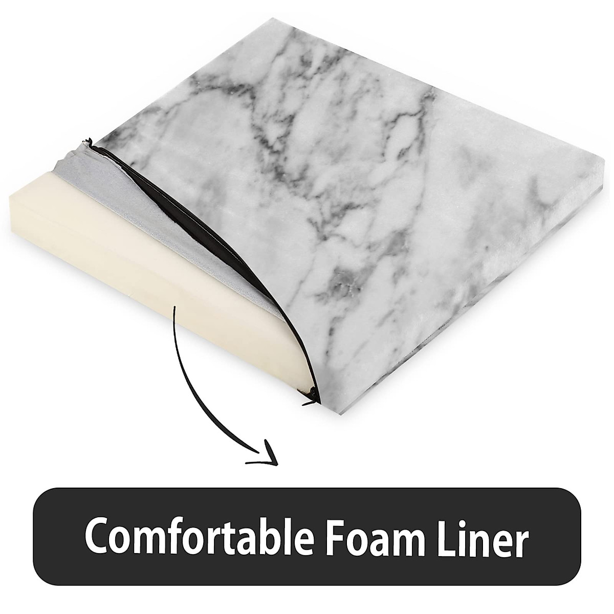 Chair Pads Art White Marble Chair Cushions Fabric Chair Pillow, Comfort Softness Seat Cushion for Dining/Office Chair, Thicken Chair Padding for Refurbishment 16x16 inch