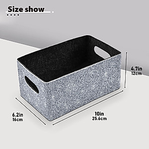 Emelivor Silver Glitter Storage Basket Bins Set (2pcs) Felt Collapsible Storage Bins with Dual Handles Foldable Storage Baskets Boxes for Office Bedroom Closet Babies Nursery