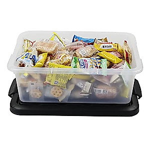 Wekioger Versatile Plastic Storage Box Organizer Bins with Black Lids, 14 Quart, 2 Packs