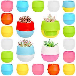 Elsjoy 30 Pack Mini Succulent Pot, 3 Inch Plastic Seed Starter Pots Small Cute Succulent Planter with Drainage for Indoor & Outdoor Plants, Home Decor, Free Assembly