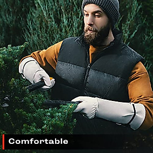 NoCry Leather Gardening Gloves with Improved Long, Adjustable Gauntlet Cuffs; Puncture Resistant with Reinforced Palms and Fingertips; Perfect for Rose Pruning, Size Medium, Grey