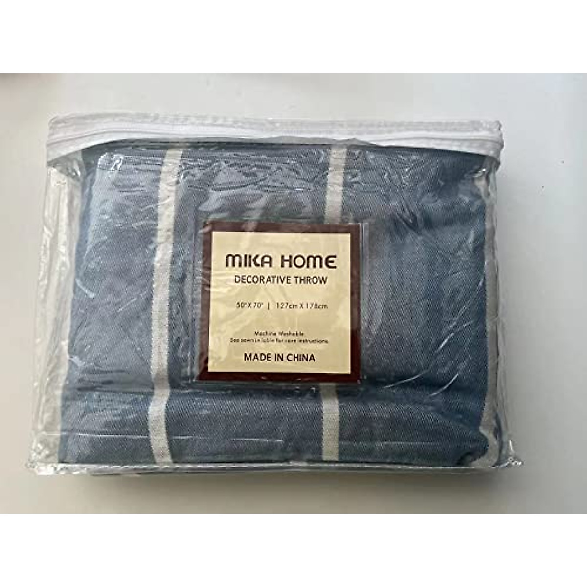 Mika Home Nautical Reversible Cozy Bamboo Fiber Oversized Throw Bed Blankets for Couch, Sofa, Travel, 50X70”, Blue, White