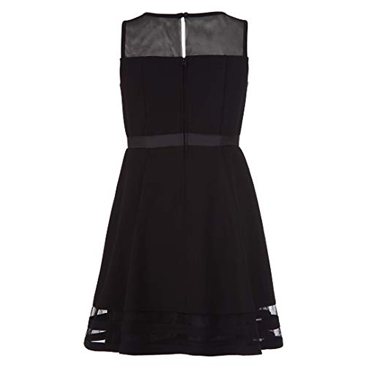 Calvin Klein Girls' Sleeveless Party Dress, Fit and Flare Silhouette, Round Neckline & Back Zip Closure, Black, 8