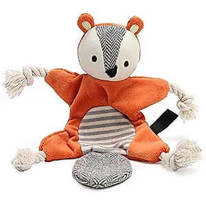 Vitscan Stuffless Dog Toys for Puppy, Crinkle Squeaky Dog Chew Toys Squirrel Plush Dog Toy with Rope Knots for Small Dogs (Squirrel)