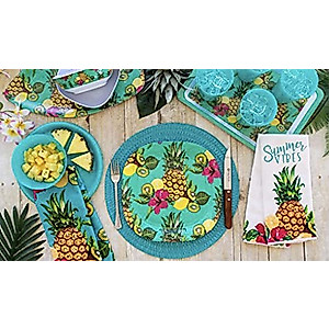 Greenbrier Home Collection Tropical Pineapple Vibes Party Polyester Kitchen Towels, 15x25 in, Set of 2, (219279-Flg-2)