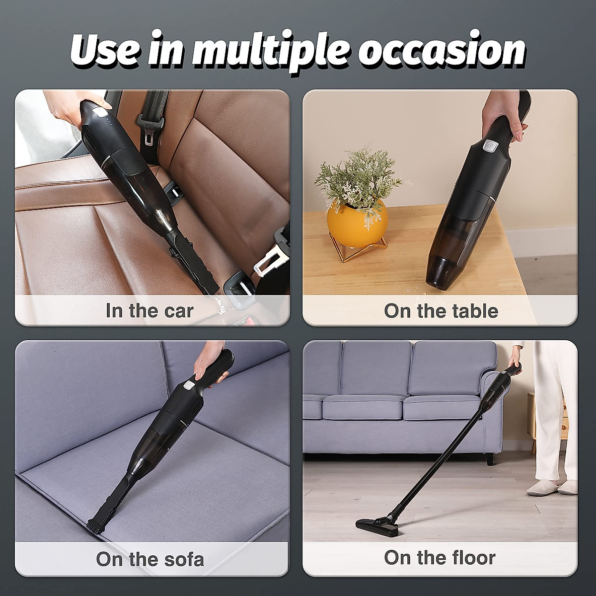 REECOO Handheld Vacuum Cleaner Cordless Upright Vacuum Cleaner Lightweight Rechargeable Vacuum Portable Car Vacuum Mini Floor Cleaner for Home & Car Cleaning