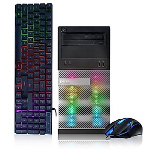 Dell RGB Gaming Desktop PC, Intel Quad I5 up to 3.6GHz, 16GB RAM, GeForce GTX 1050 Ti 4G GDDR5, 512G SSD, DVD, WiFi & Bluetooth, RGB Keyboard & Mouse, Win 10 Pro (Renewed)