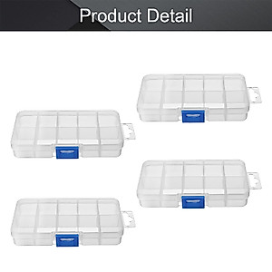 Jutagoss Plastic String Organizer Box With Dividers, 5.12x2.76x0.87 inch,10 Mpartment Craft Storage Containers, 4PCS Bead Tackle Bolt Screw Small Parts Rock Collection Box.