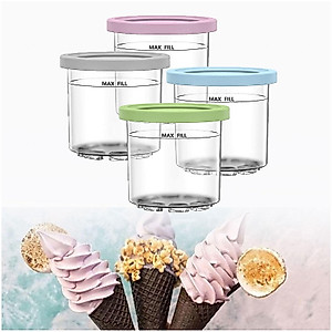 Creami Pints and Lids - 4 Pack, for Ninja Creami Pints,16 OZ Ice Cream Pint Airtight,Reusable Compatible NC301 NC300 NC299AMZ Series Ice Cream Maker