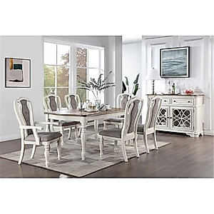 Acme Florain Wooden Arm Chairs in Gray and Antique White (Set of 2)