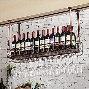 Ceiling Wine Bottle Holder, Ceiling Hanging Wine Stemware Racks, Wine Glass Goblet Rack, Kitchens Counter Home Bar Decor - Vintage Bronze (Size : 60×25cm(24×10inch))