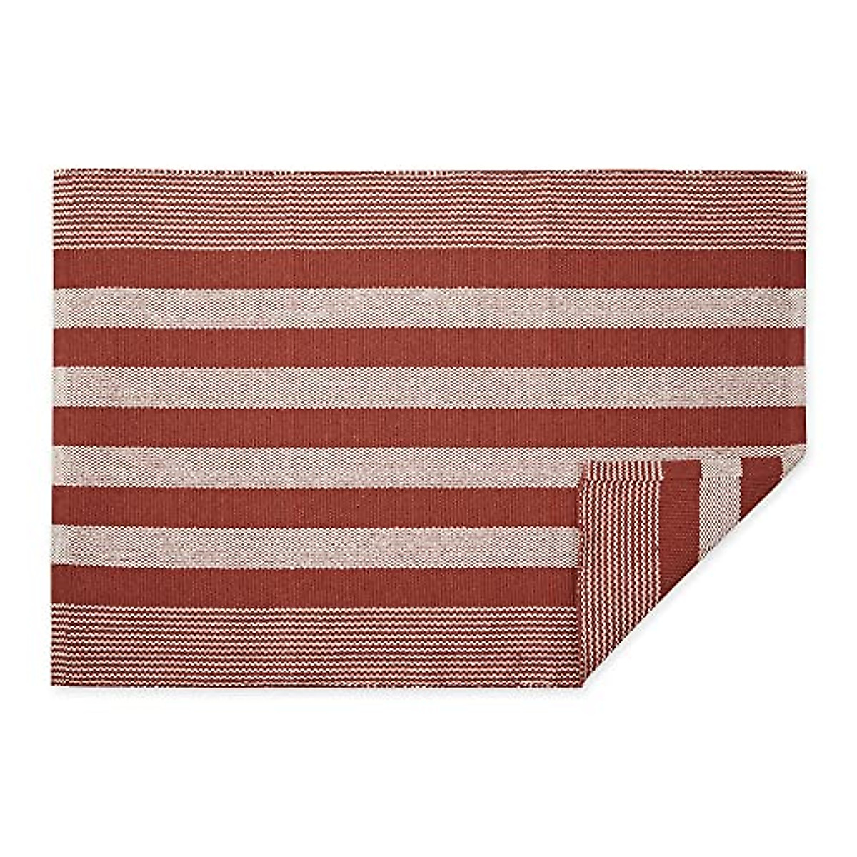 DII Woven Rag Rug Collection Recycled Yarn Cabana Stripe, 2x3', Cinnamon