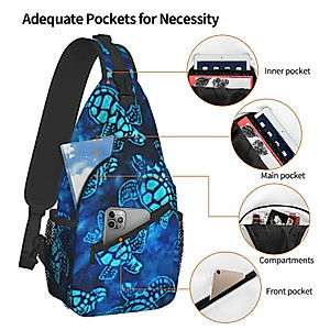 Sling Backpack,Crossbody Sling Bag For Men Women Travel Hiking Daypacks Pattern Rope Chest Shoulder Daypack (Sea Turtle)