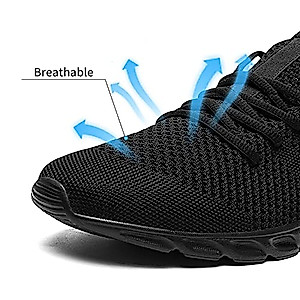 Tvtaop Tennis Shoes for Mens Athletic Running Shoes Lightweight Casual Sneakers Non Slip Walking Gym Sport Shoes Black,Mens Size 6.5