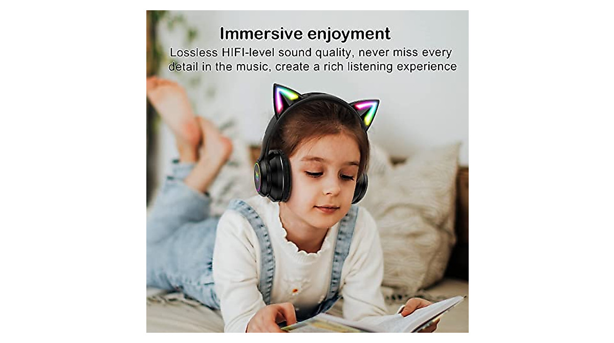 SIMGAL Bluetooth Cat Ear Headphones for Kids & Gaming