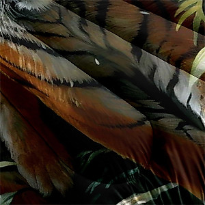 Ydtwnyq Tiger Bedding Set King, Dark Green Comforter Set, Tropical Plants Wildlife Animal Tiger Comforter Set Quilt Cover with 2 Pillowcases for Kids Teens Adults