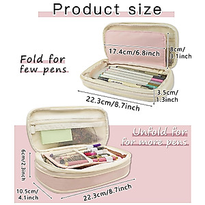 Janhavi Preppy Pencil Case for School Supplies, Initial Large Pink Penicl Case for Nursing Bag, Cute Pencil Pouch Bag for Office,Birthday Gifts for 6 7 8 9 10 11 12 13 Year Old Girls,-Pink A