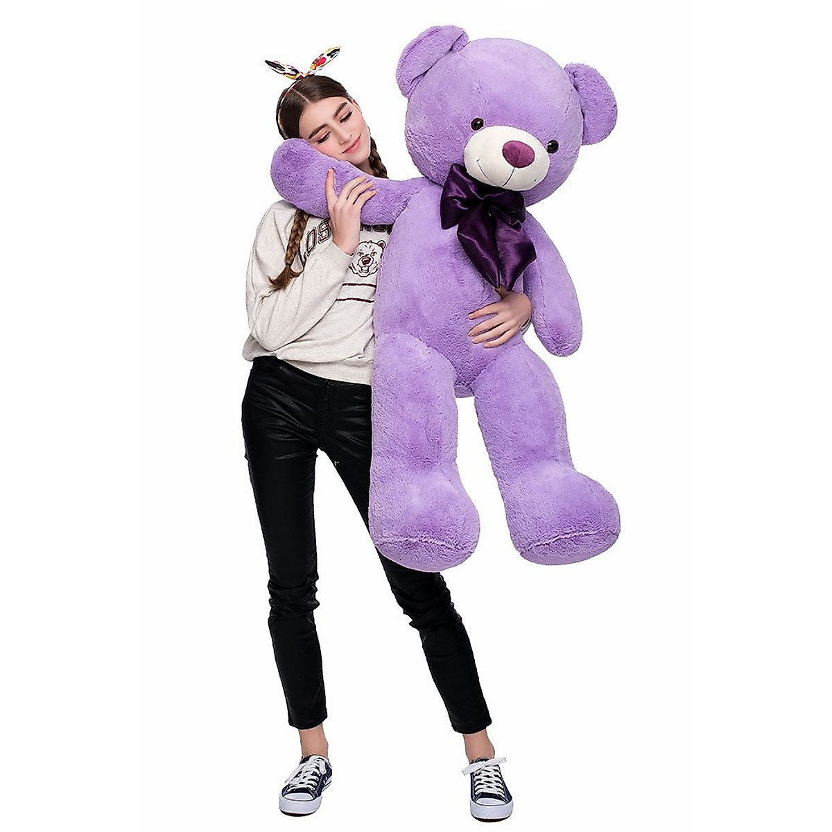 MaoGoLan Giant Purple Teddy Bear 47 inch Life Size Bear Stuffed Animal Plush Toy Valentines Bear for Girls Girlfriend Wife Children Teens