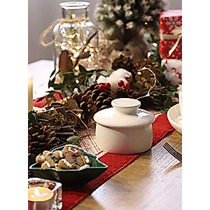 Sweese 317.101 Butter Crock Keeper with Water Line, French Butter Dish - Holds Up to 4oz East and West Coast Butter - Perfect Spreadable - Porcelain, White